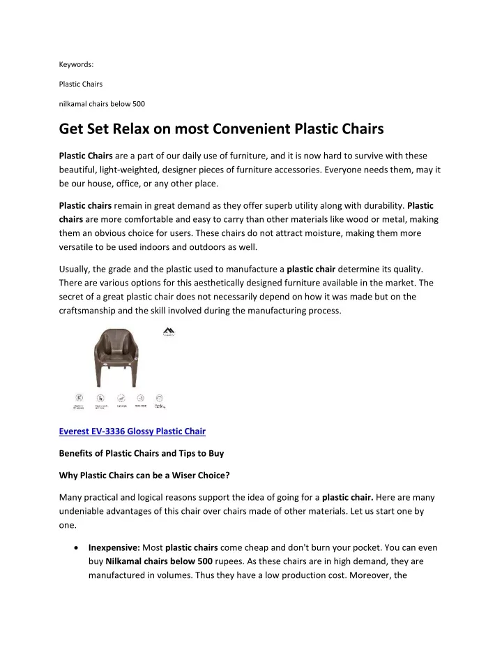 PPT - Get Set Relax on most Convenient Plastic Chairs PowerPoint ...