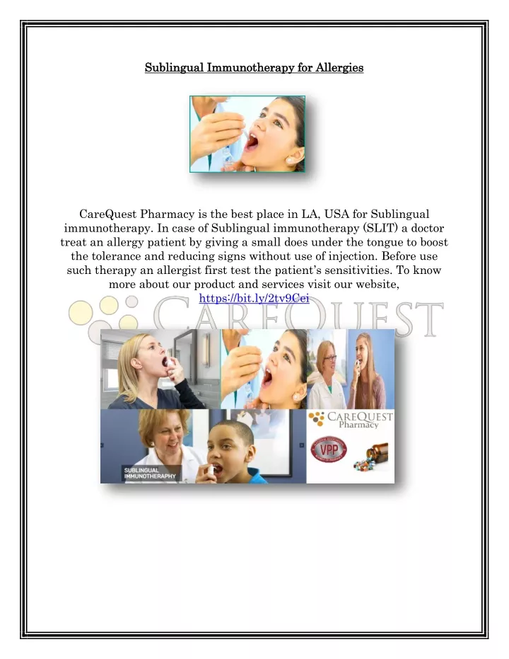 PPT - Sublingual Immunotherapy for Allergies PowerPoint Presentation ...