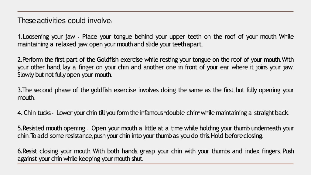 PPT - 9 Best Exercises to Relieve TMJ Pain. PowerPoint Presentation ...