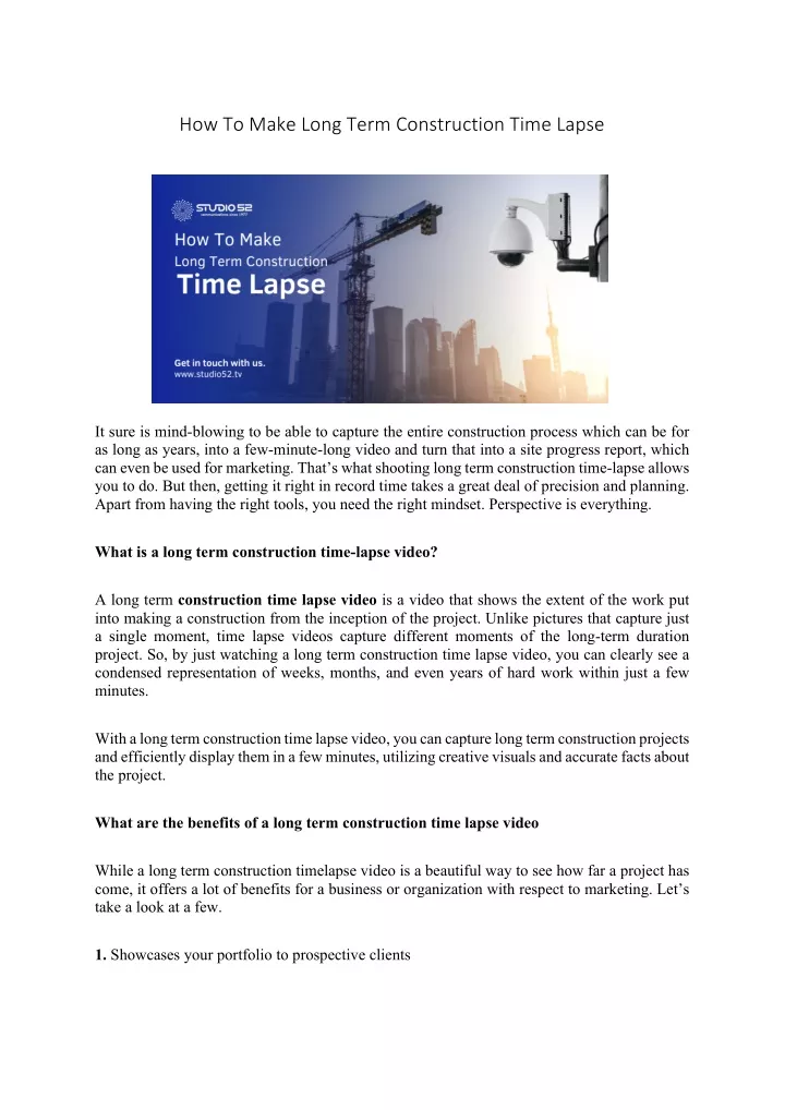 PPT - How To Make Long Term Construction Time Lapse PowerPoint ...