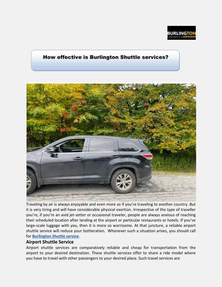 PPT - How effective is Burlington Shuttle services PowerPoint ...