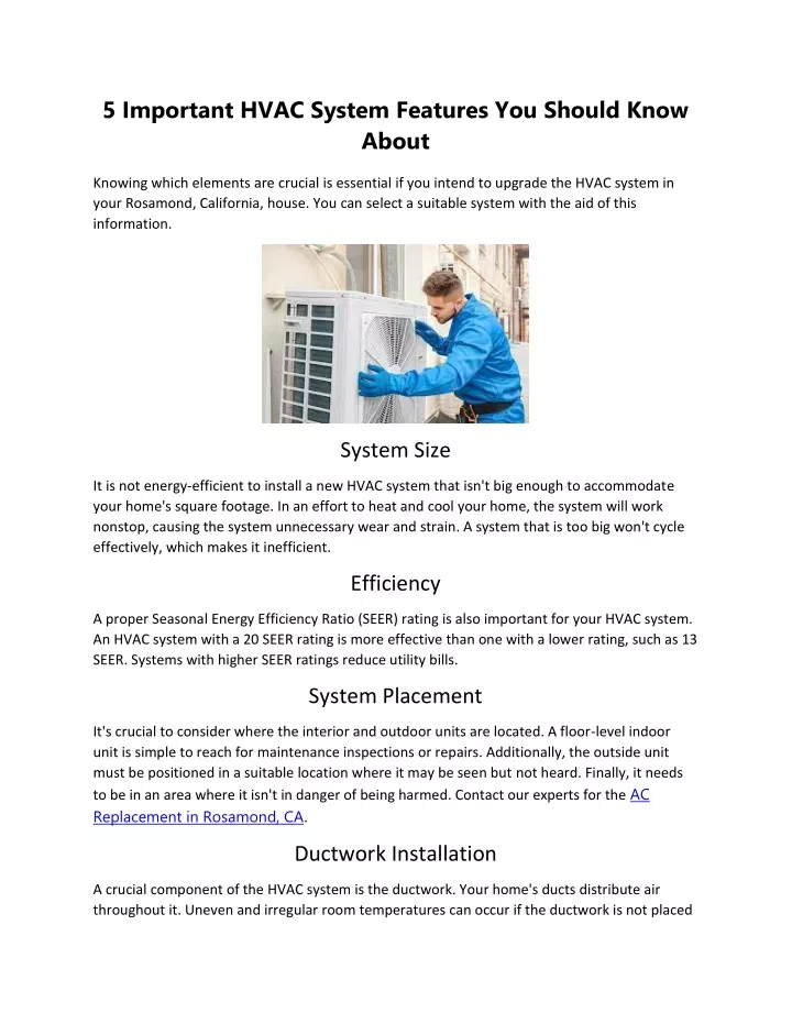 PPT - 5 Important HVAC System Features You Should Know About PowerPoint ...