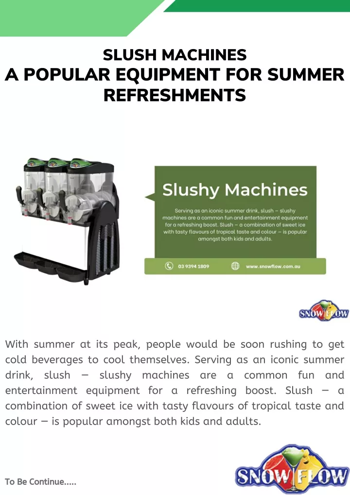 PPT - Slush Machines — A Popular Equipment for Summer Refreshments ...