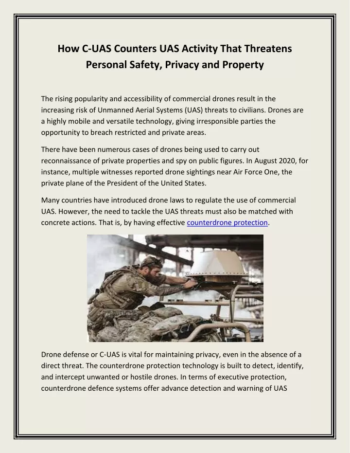 PPT - How C-UAS Counters UAS Activity That Threatens Personal Safety ...