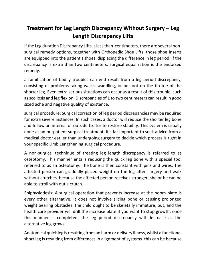 PPT - Treatment for Leg Length Discrepancy Without Surgery – Leg Length ...
