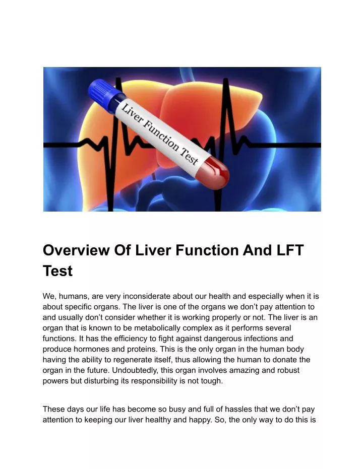 PPT - Overview Of Liver Function And LFT Test PowerPoint Presentation ...