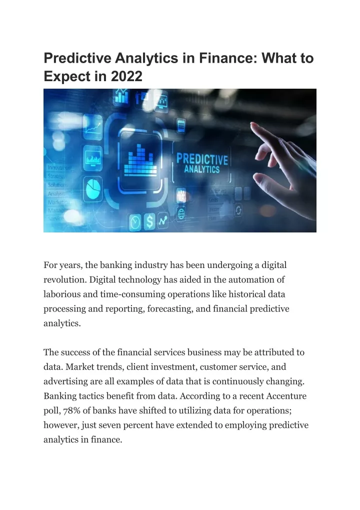 PPT - Predictive Analytics in Finance: What to Expect in 2022 ...