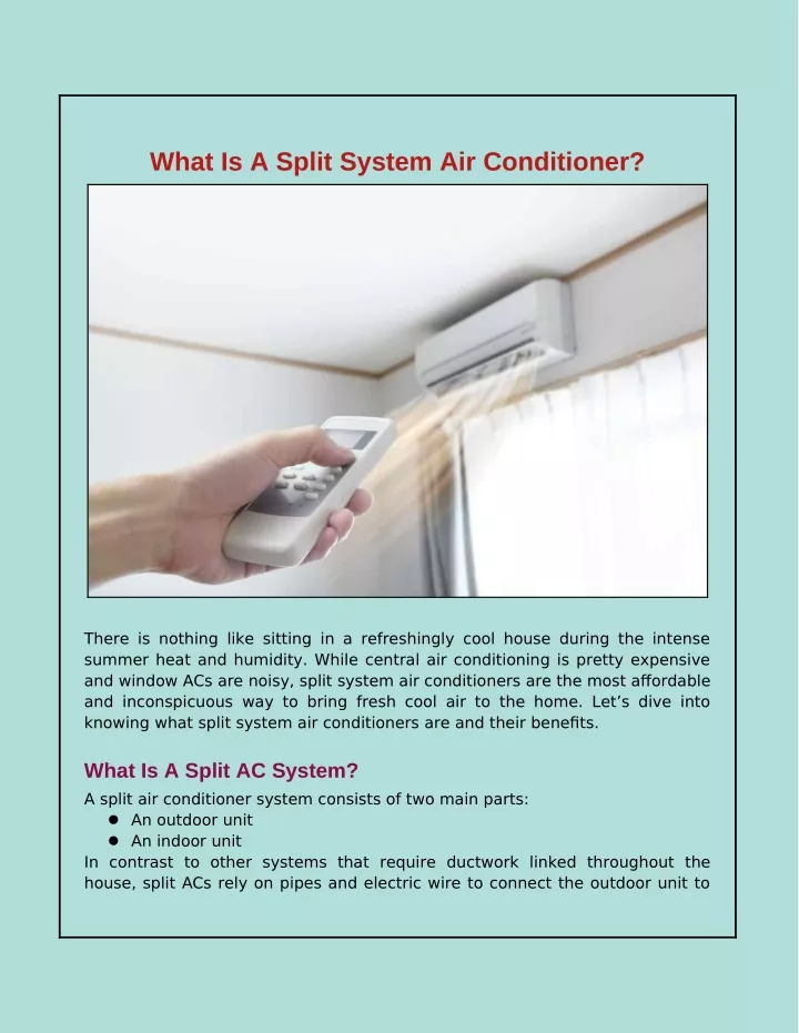 PPT - Things You Need To Know About Split System Air Conditioners ...