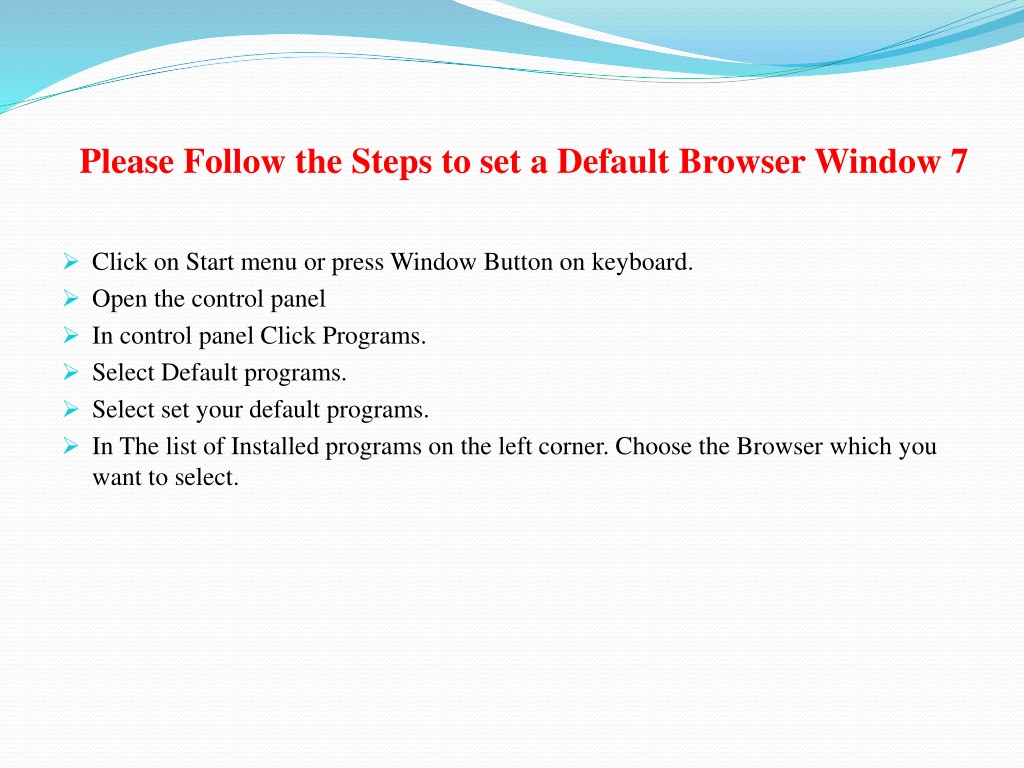 PPT - How to Set a Default Browser Window 7 PowerPoint Presentation ...