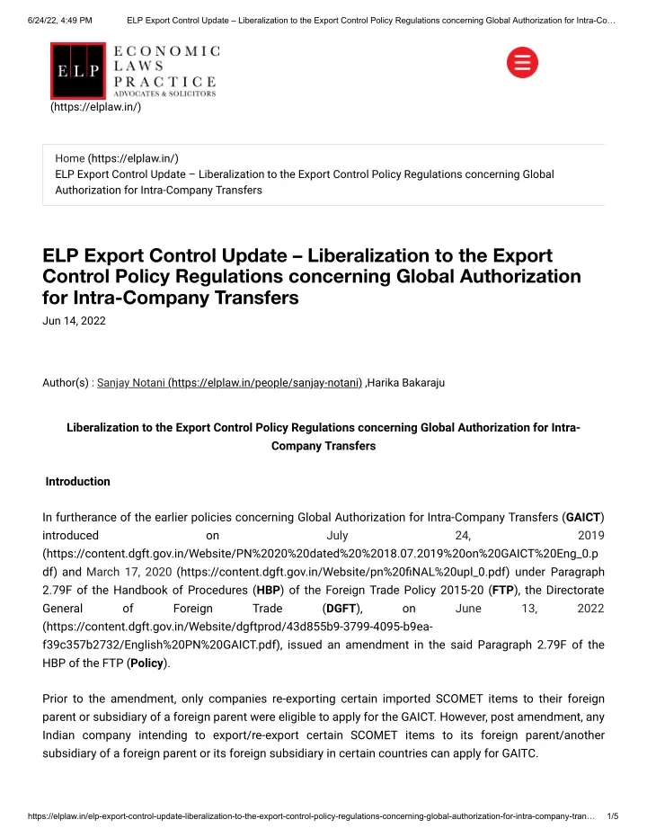 PPT - ELP Export Control Update – Liberalization to the Export Control ...