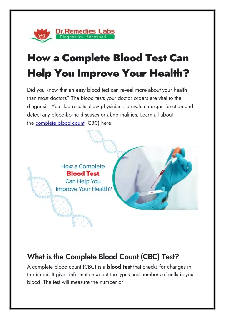 PPT - How a Complete Blood Test Can Help You Improve Your Health ...