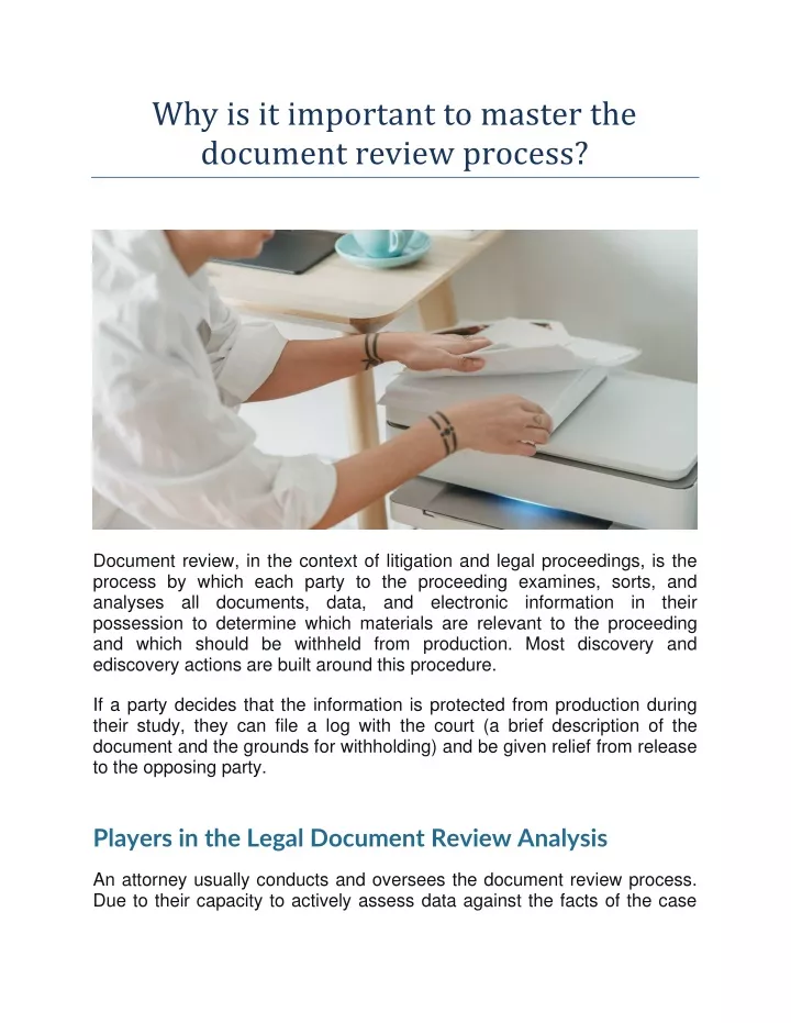 PPT - Why is it important to master the document review process ...