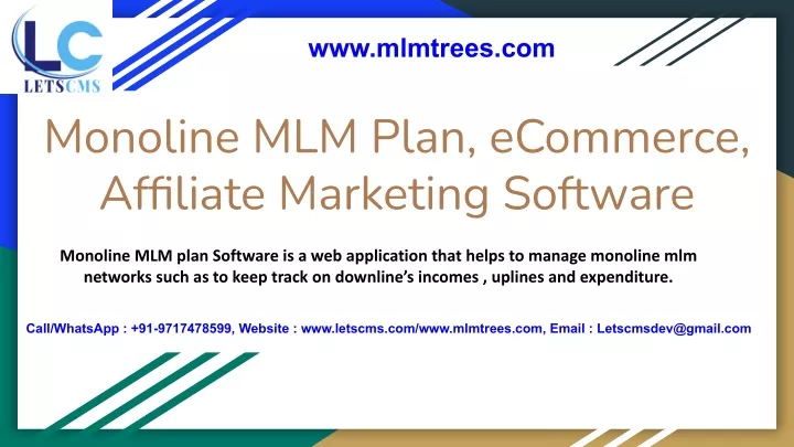 PPT - Monoline MLM eCommerce & Calculation | Single Leg MLM ...