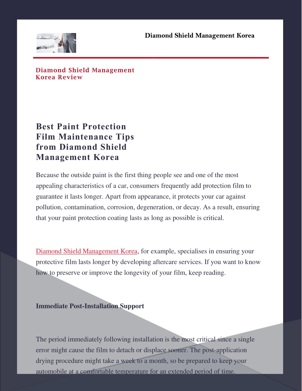 PPT - Best Paint Protection Film Maintenance Tips from Diamond Shield ...