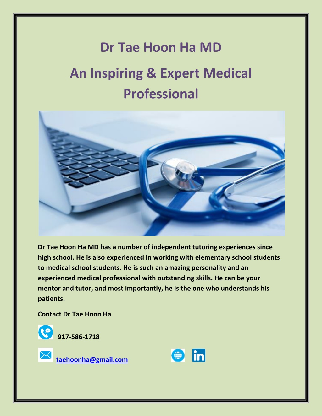 PPT - Dr Tae Hoon Ha MD - Inspiring Medical Professional PowerPoint ...