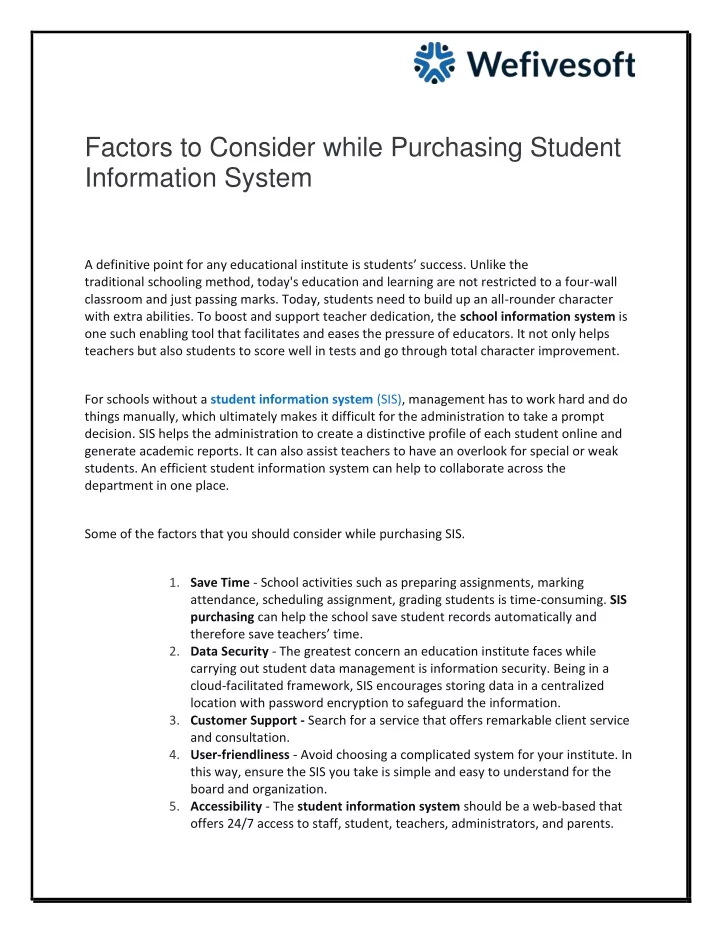 PPT - Factors to Consider while Purchasing Student Information System ...