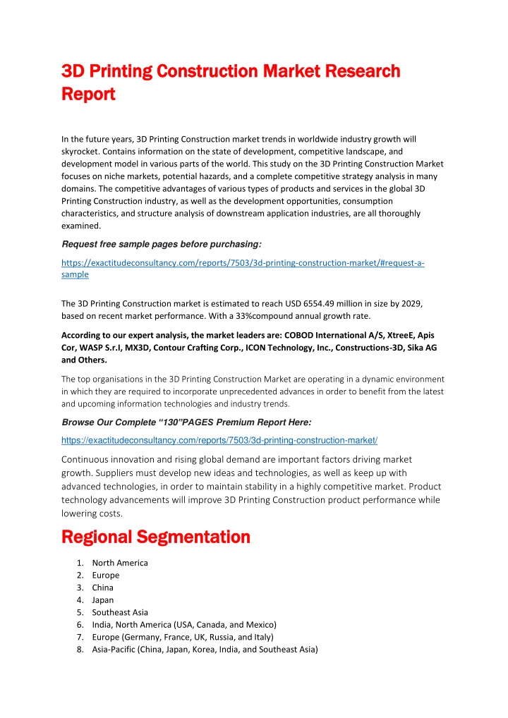 PPT - 3D Printing Construction Market Research Report 29.6.2022 ...