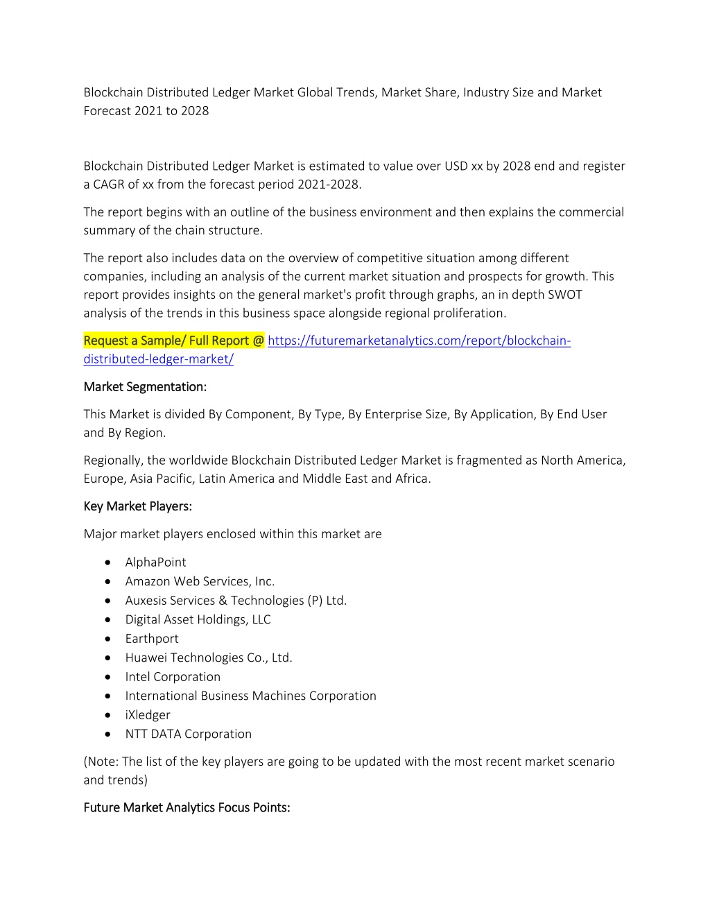 PPT - Blockchain Distributed Ledger Market Trends, Market Share ...