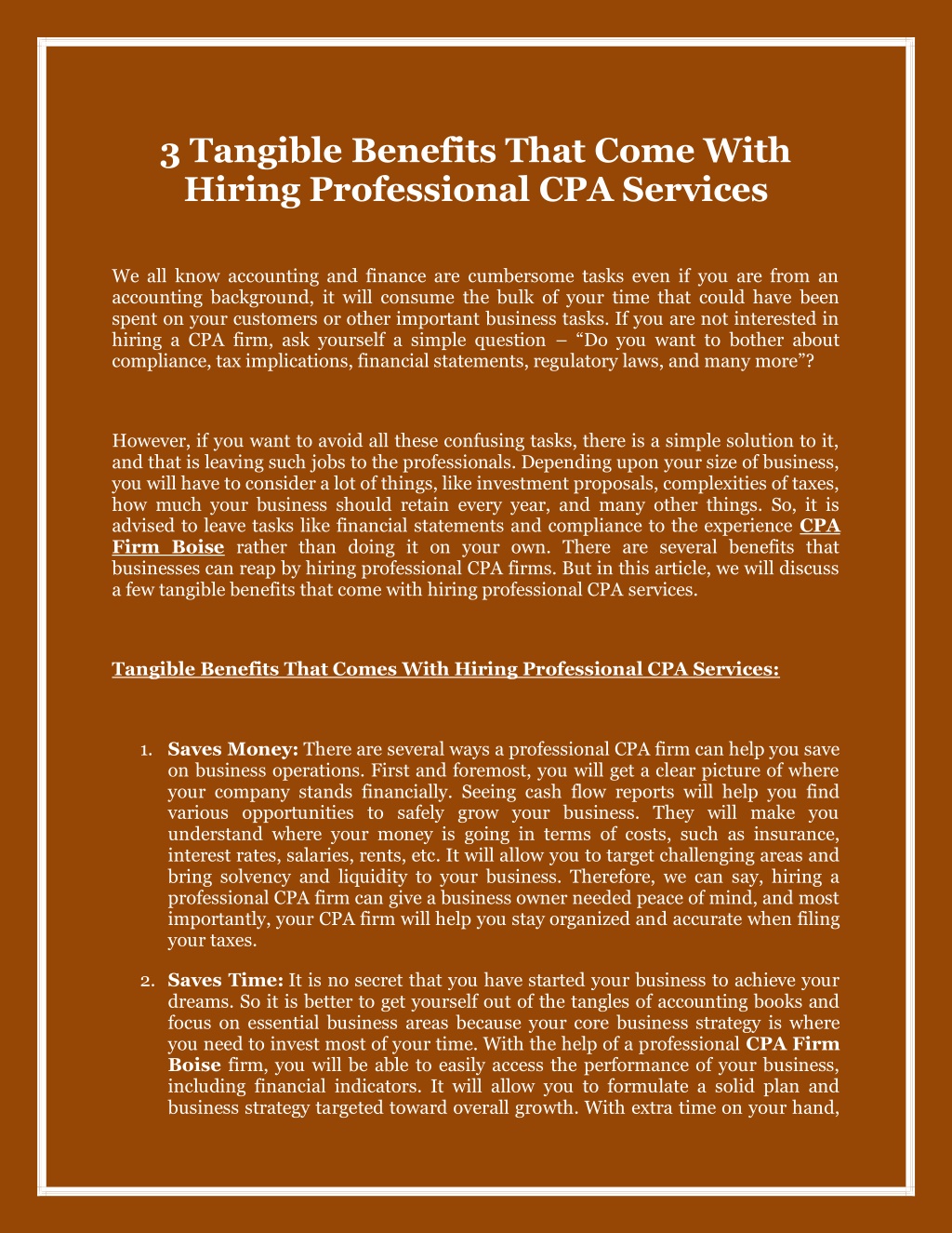 PPT - 3 Tangible Benefits That Come With Hiring Professional CPA ...