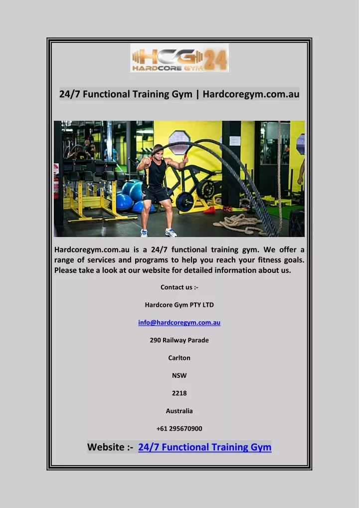 PPT - 24/7 Functional Training Gym | Hardcoregym.com.au PowerPoint ...