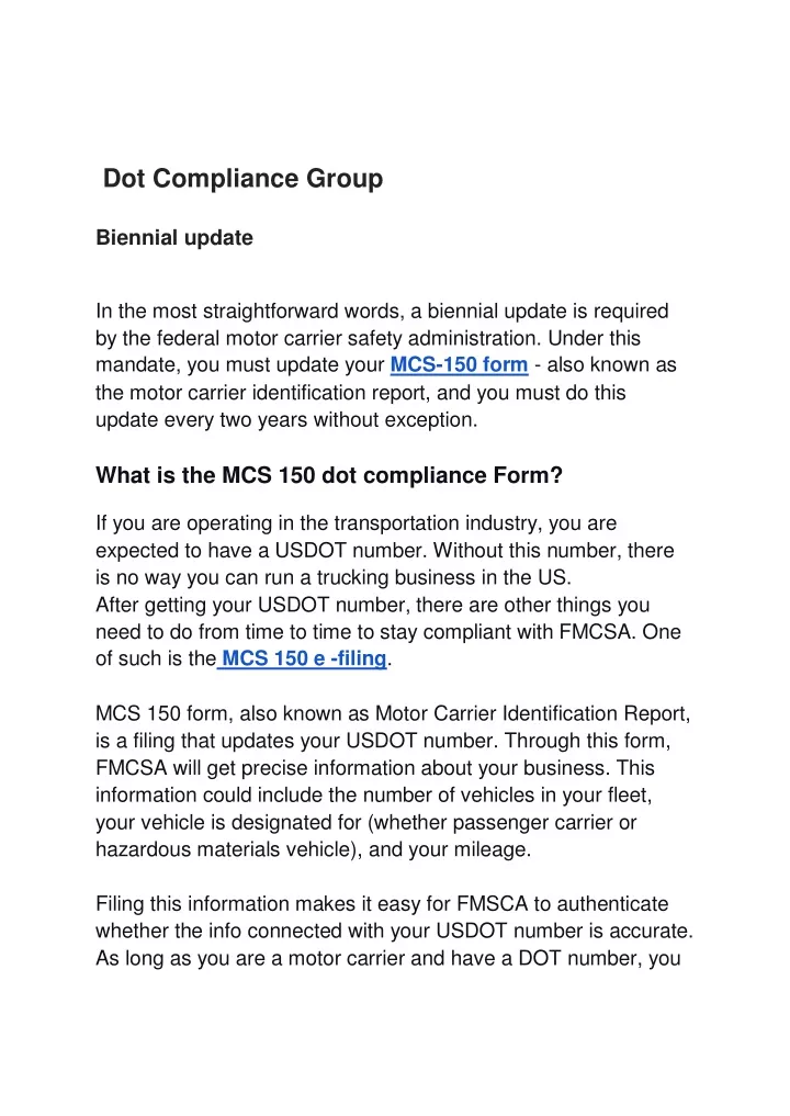 PPT - simple dot compliance mcs-150 form /mcs-150form e-filing ...