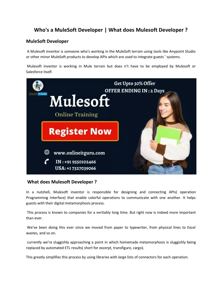 PPT - Who's a MuleSoft Developer What does Mulesoft Developer PowerPoint Presentation - ID:11440026