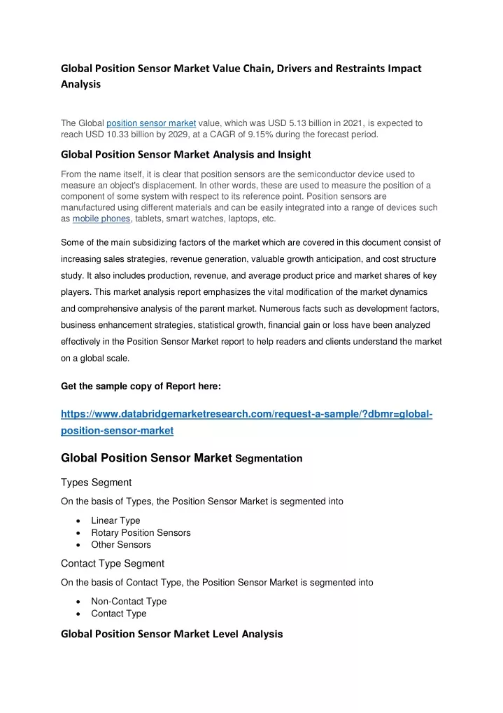 PPT - Global Position Sensor Market Value Chain, Drivers and Trends ...