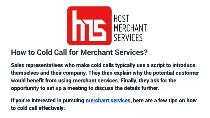 PPT - How to Cold Call for Merchant Services? PowerPoint Presentation ...