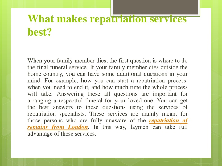 PPT - Repatriation of Remains from London PowerPoint Presentation, free ...