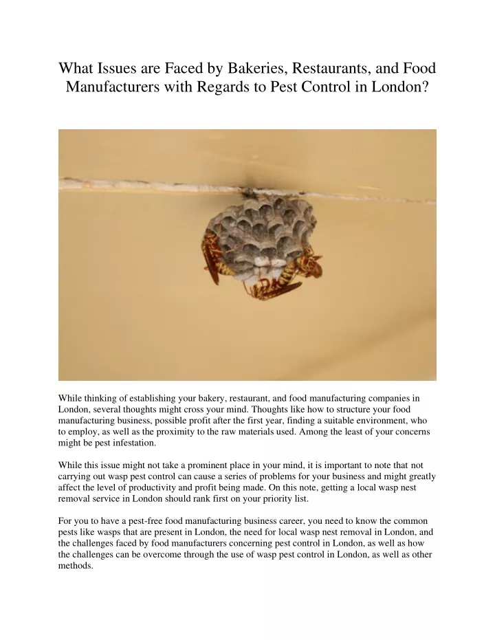 PPT - What Issues are Faced by Bakeries, Restaurants, and Food ...