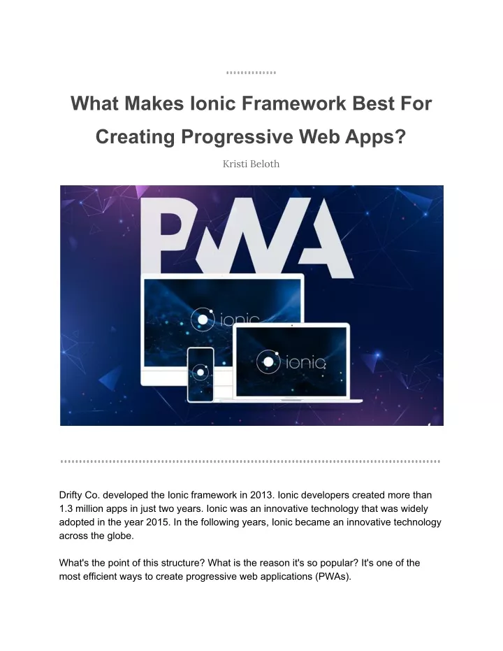 PPT - What Makes Ionic Framework Best For Creating Progressive Web Apps_ PowerPoint Presentation ...