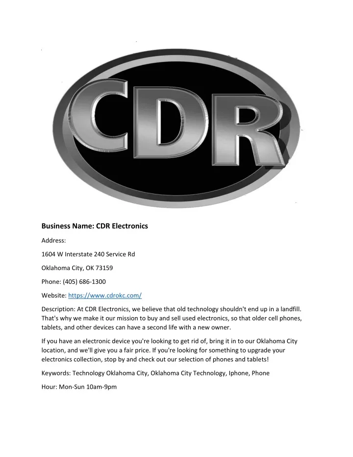 PPT - CDR Electronics PowerPoint Presentation, free download - ID:11444157