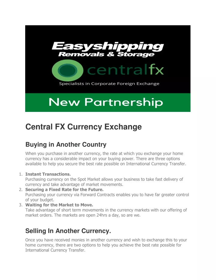 PPT - Central FX Currency Exchange - Easy Shipping PowerPoint ...