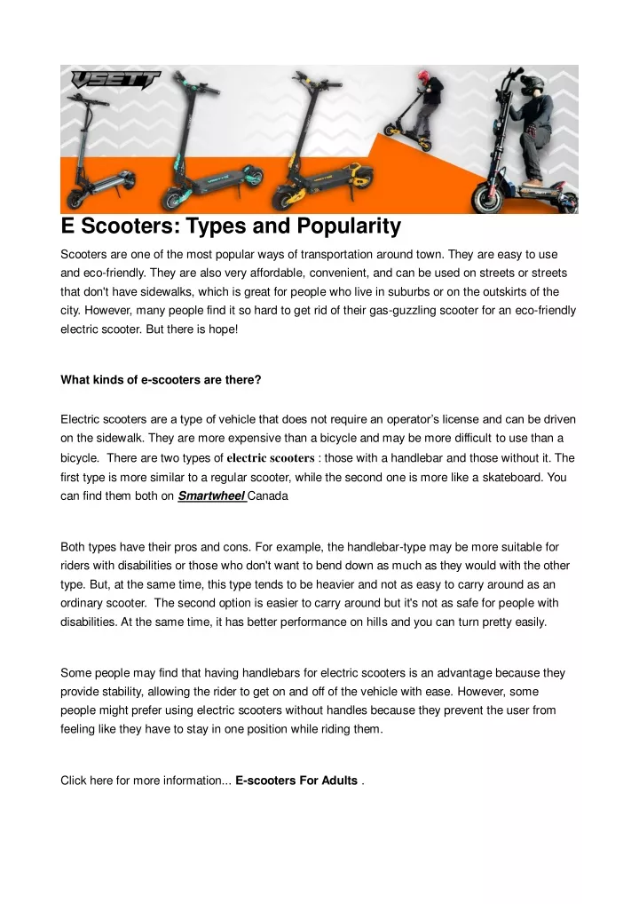 PPT - E Scooters Types and Popularity PowerPoint Presentation, free ...