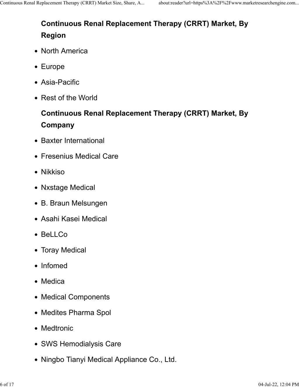 PPT - Continuous Renal Replacement Therapy (CRRT) Market PowerPoint ...