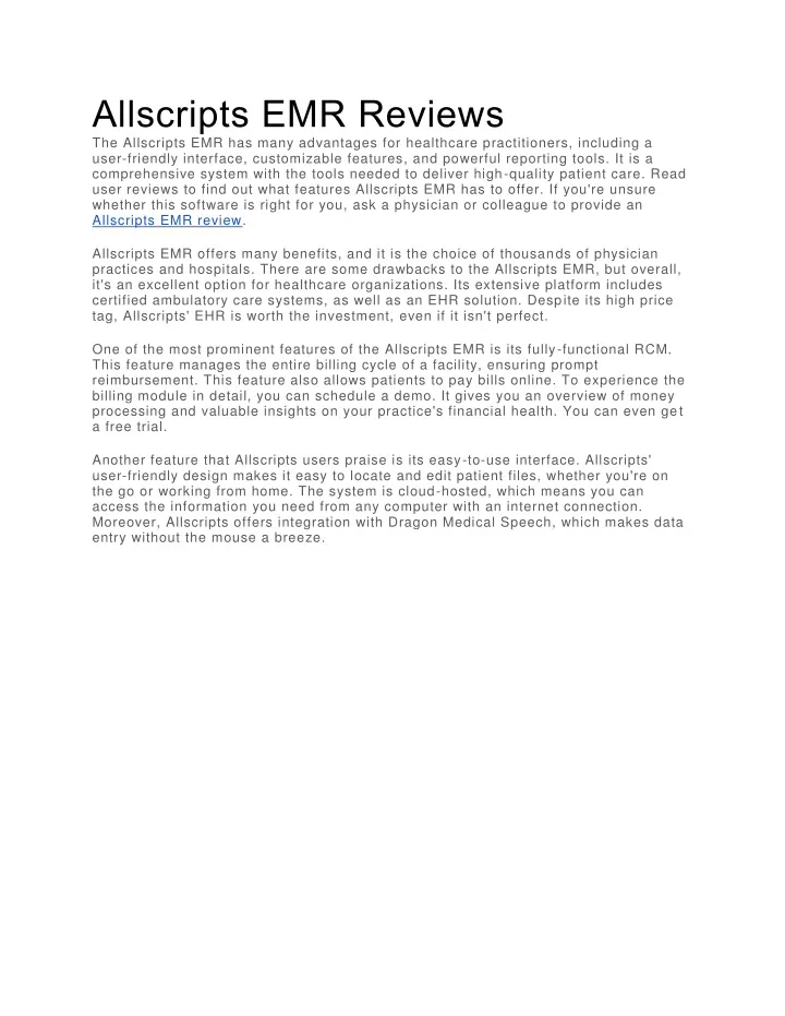 PPT - Allscripts EMR Reviews PowerPoint Presentation, free download ...