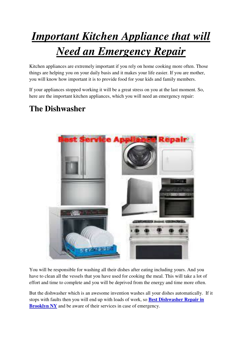 PPT - Important Kitchen Appliance that will Need an Emergency Repair ...