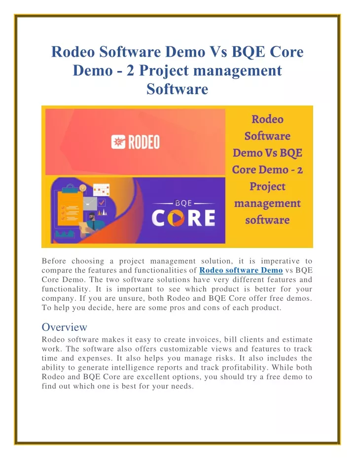 PPT - Rodeo Software Demo Vs BQE Core Demo PowerPoint Presentation ...
