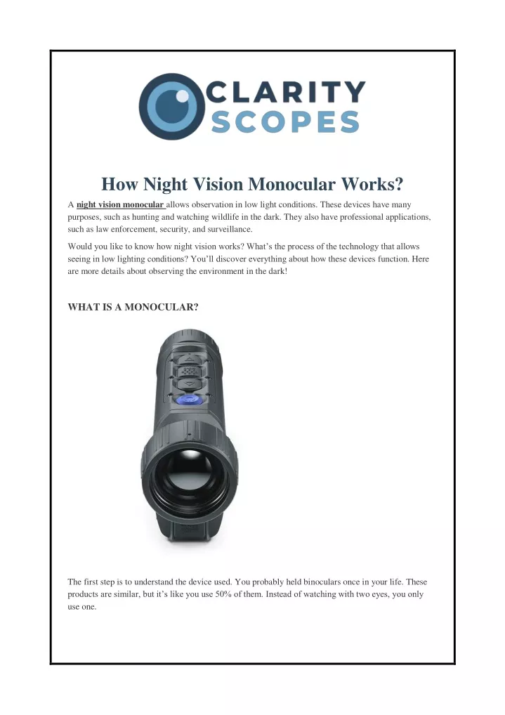 PPT - How Night Vision Monocular Works PowerPoint Presentation, free ...