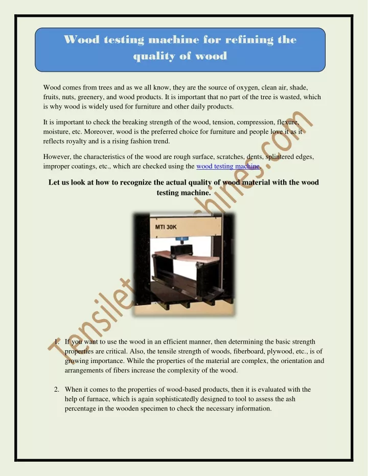 PPT - Optimum Wood Testing Machine to Buy Online! PowerPoint ...