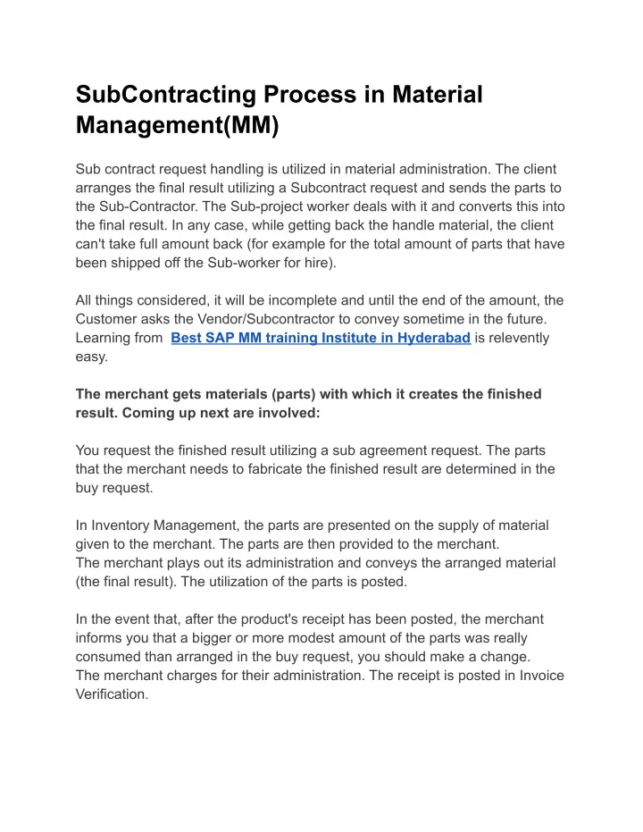 PPT - SubContracting Process in Material Management(MM) PowerPoint ...