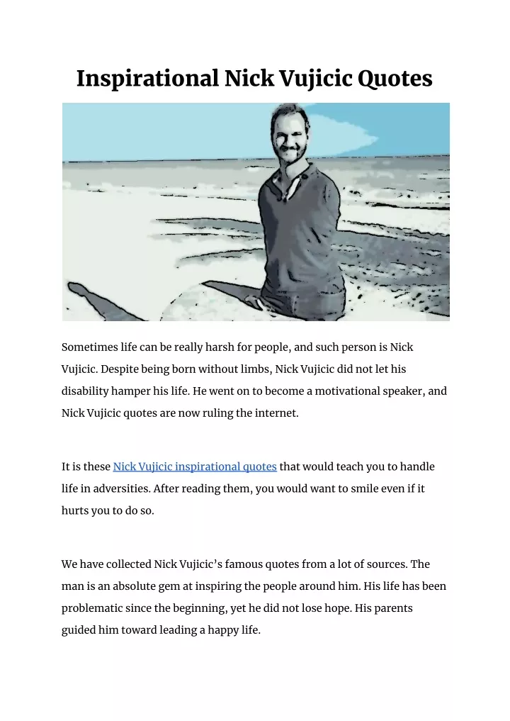 PPT - Inspirational Nick Vujicic Quotes PowerPoint Presentation, free ...