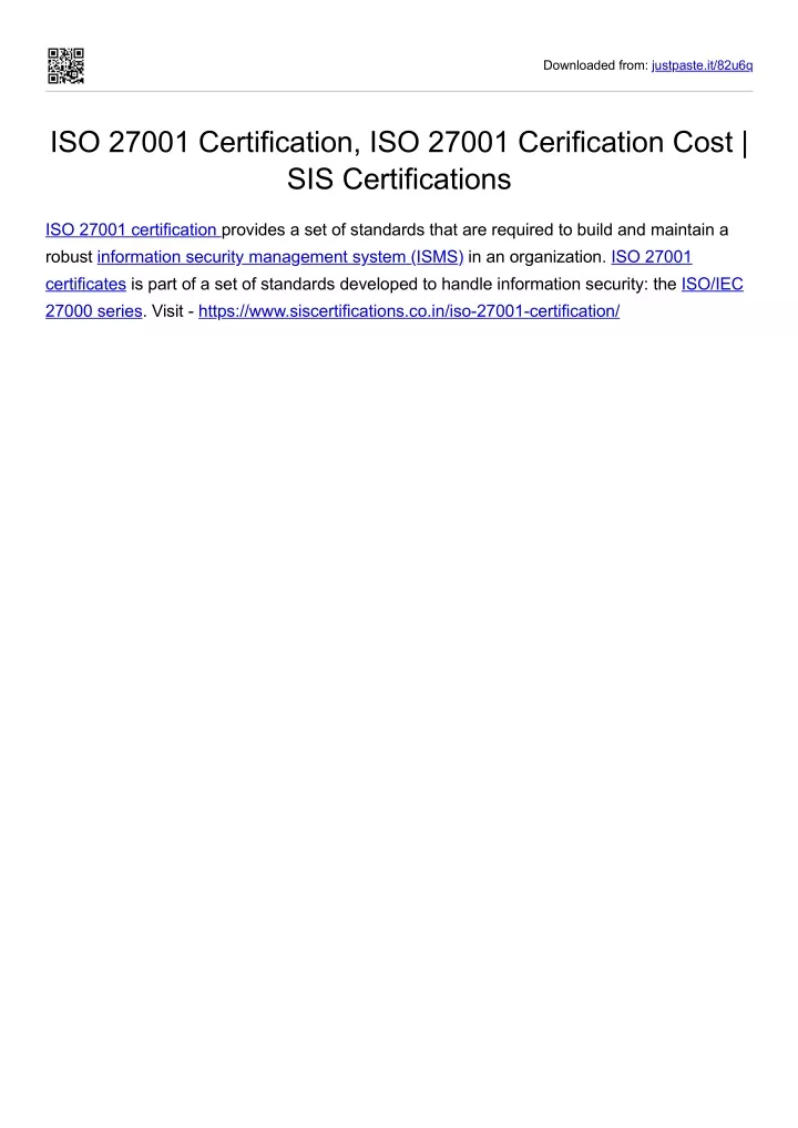 PPT - ISO 27001 Certification, ISO 27001 Certification Cost | SIS ...