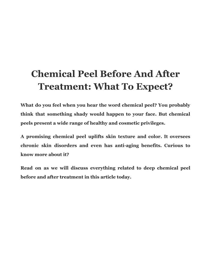 Ppt Chemical Peel Before And After Treatment What To Expect Powerpoint Presentation Id11451089