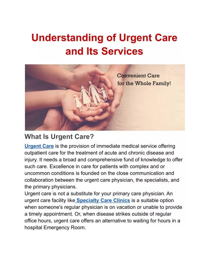 PPT - Understanding of Urgent Care and Its Services PowerPoint ... PPT - Understanding of Urgent Care and Its Services PowerPoint ...