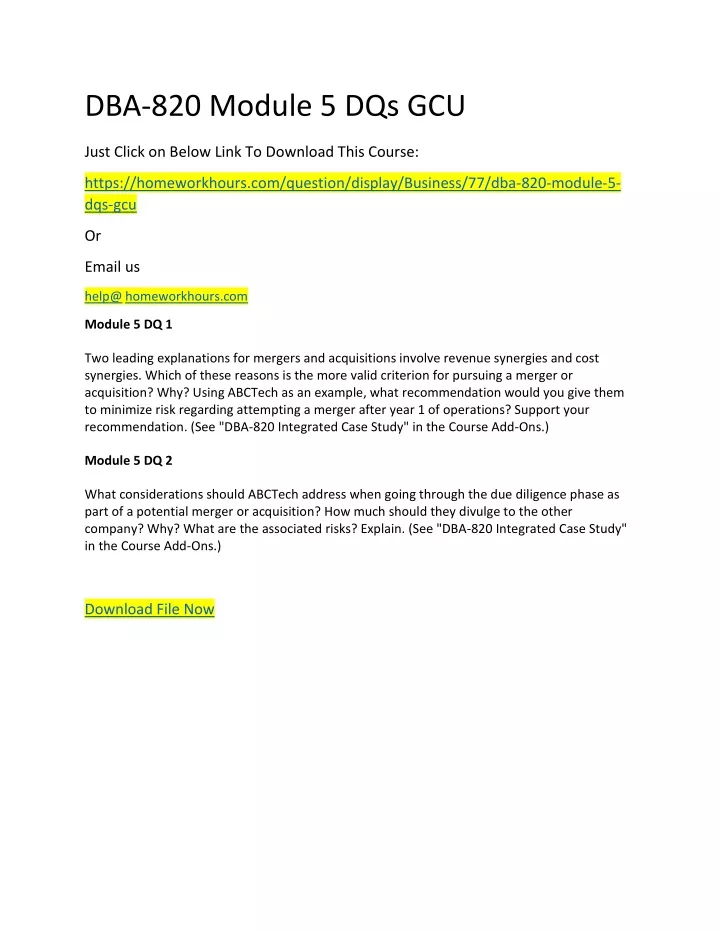 PPT - DBA-820 Module 5 DQs GCU PowerPoint Presentation, free download ...