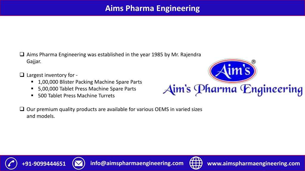 PPT - Aims Pharma Engineering - Pharmaceutical Machinery & Spare Parts ...