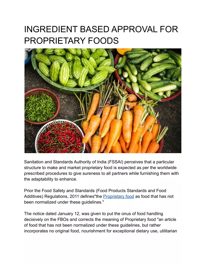 PPT - INGREDIENT BASED APPROVAL FOR PROPRIETARY FOODS PowerPoint ...