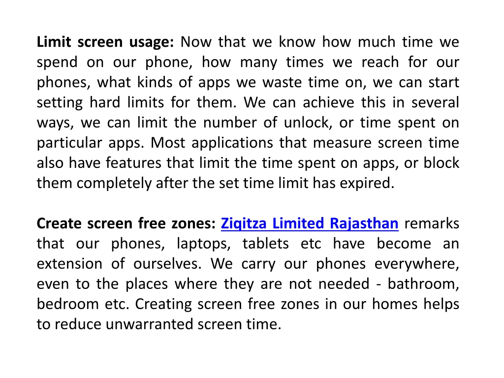 PPT - Ziqitza Healthcare - 5 Creative Ways To Reduce Screen Time ...
