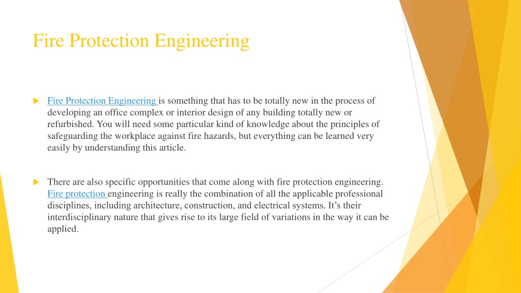 PPT - Fire Protection Engineering - Make your Workplace Fire Protection ...